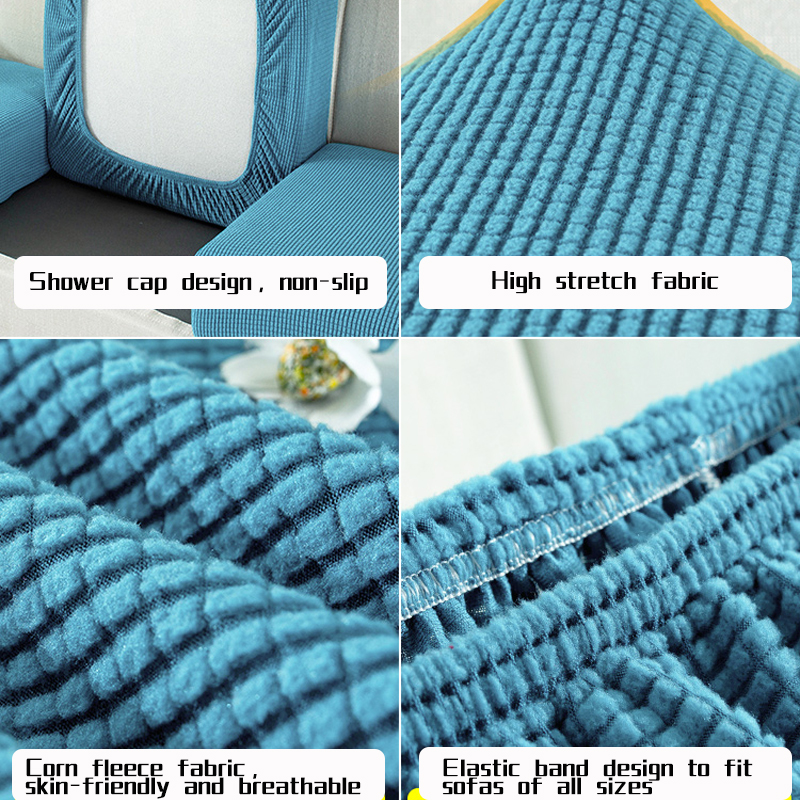 Elastic Stretchable Regular Large Size 1/2/3/4-seater L-shaped Suede Seat Solid Back Sofa Dust ...