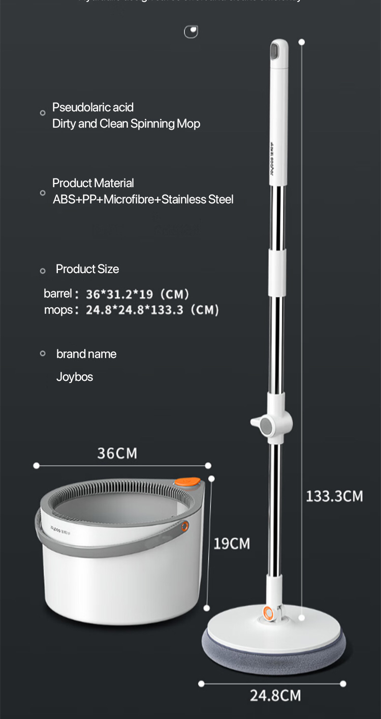 Joybos Self Wash Spin Mop M16 White Spinner Flat 360 Rotating Cleaner With Turbo Flushing Bucket ...