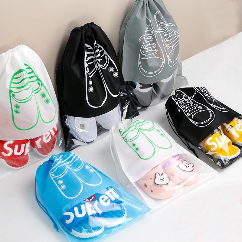 With Transparent Slot Waterproof Dustproof Drawstring Shoes travel bag ...