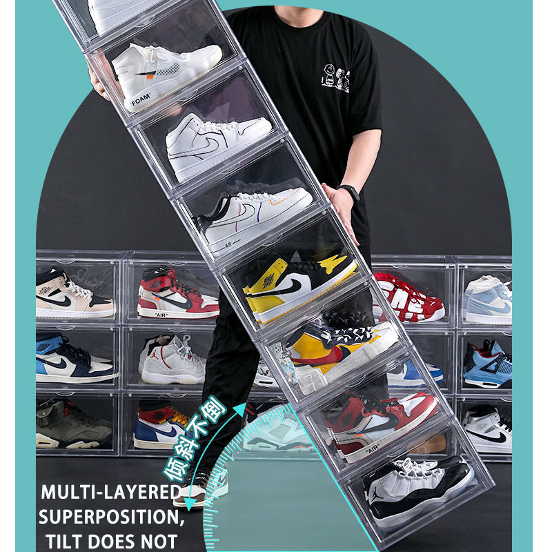 Front Drop/Side Drop Acrylic Stackable basketball shoe box Shoe ...