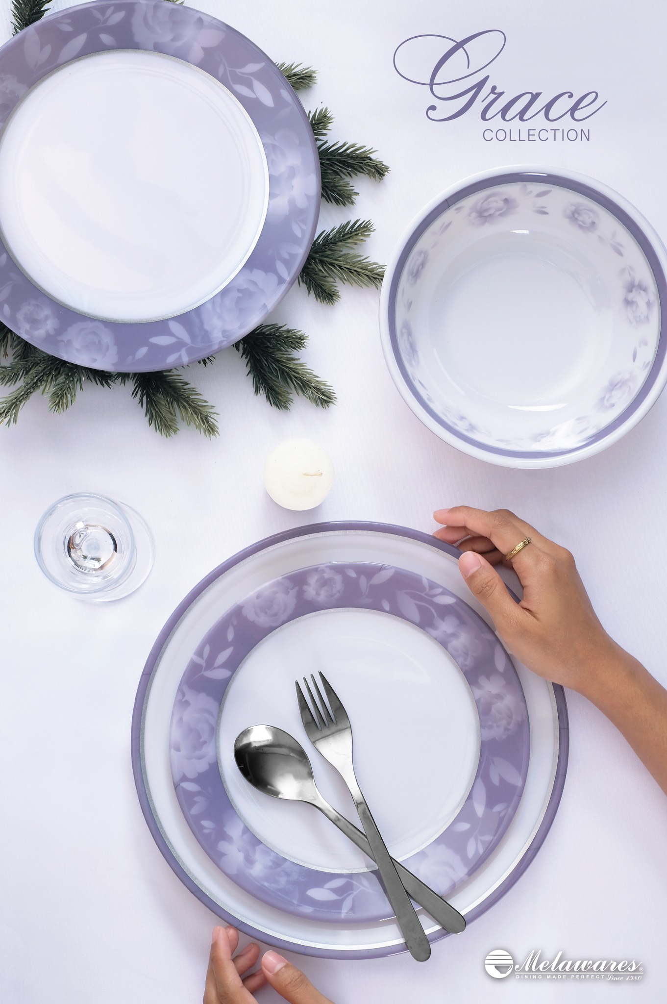 Melawares Grace 6pc 9 inch Melamine Plastic Round Dinner Plate with ...