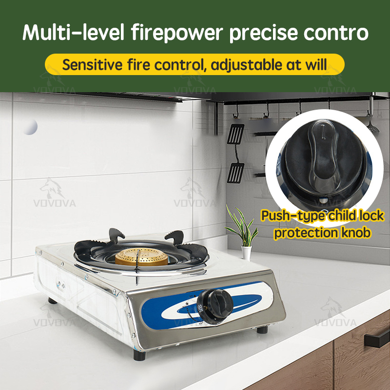 VOVOVA Gas Stove Heavy Duty Single Burner Stainless Steel Household ...