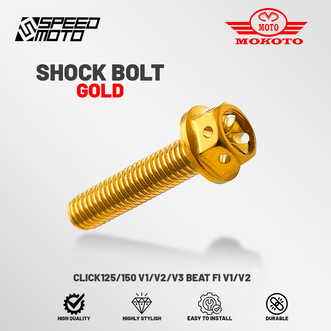 HONDA CLICK V1 V2 V3 BEAT FI V1 V2 REAR SHOCK GOLD PLATED BOLT FOR ...