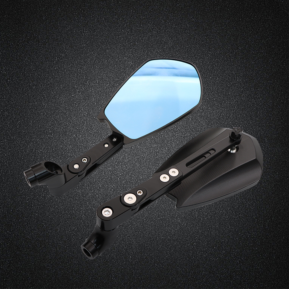 Motorcycle Universal Side Mirror Full CNC Adjustable Blue Lens | Shopee ...