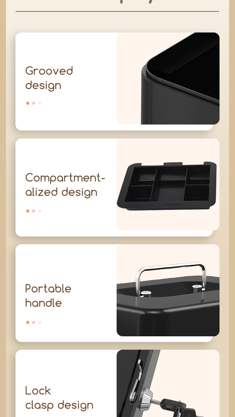 Deli Cash Box With Lock Portable Safety Cash Coin Money Box Security ...