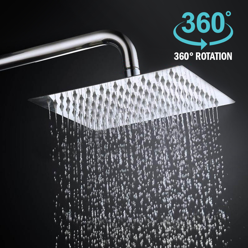 【FOJO】Stainless Steel 304 Square Shower Set Square Overheaded Rain ...