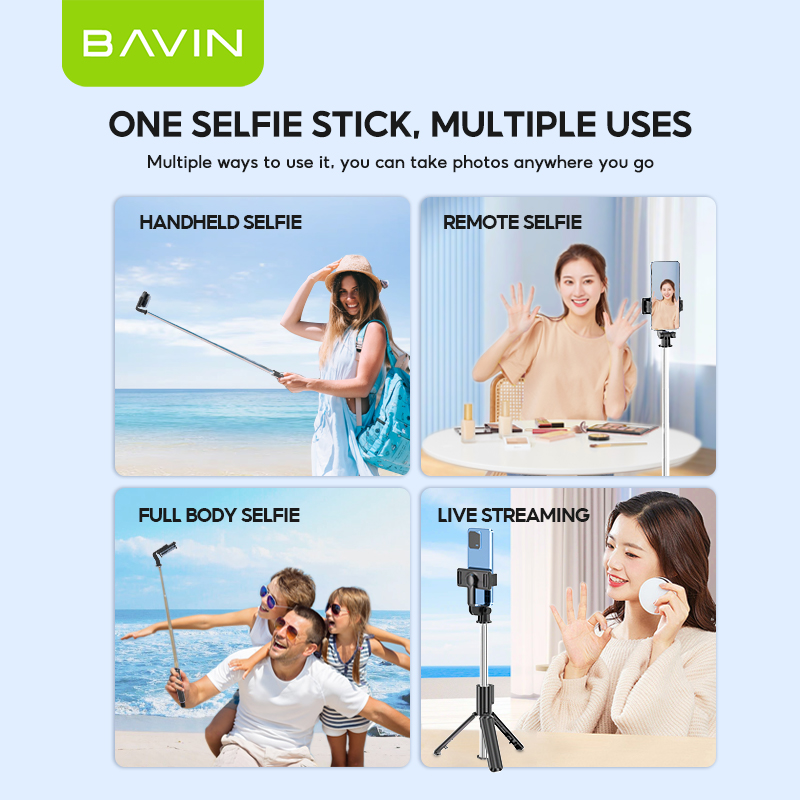 BAVIN P09 Portable Selfie Stick Monopod Tripod Stand W/ Bluetooth ...