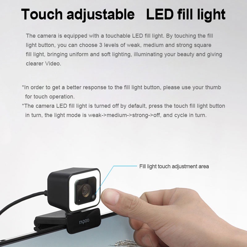 Rapoo C270L Full HD 1080P Webcam with Ring Light Web Cam For Laptop PC ...