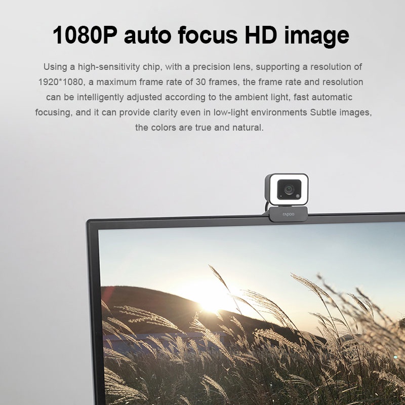 Rapoo C270L Full HD 1080P Webcam with Ring Light Web Cam For Laptop PC ...