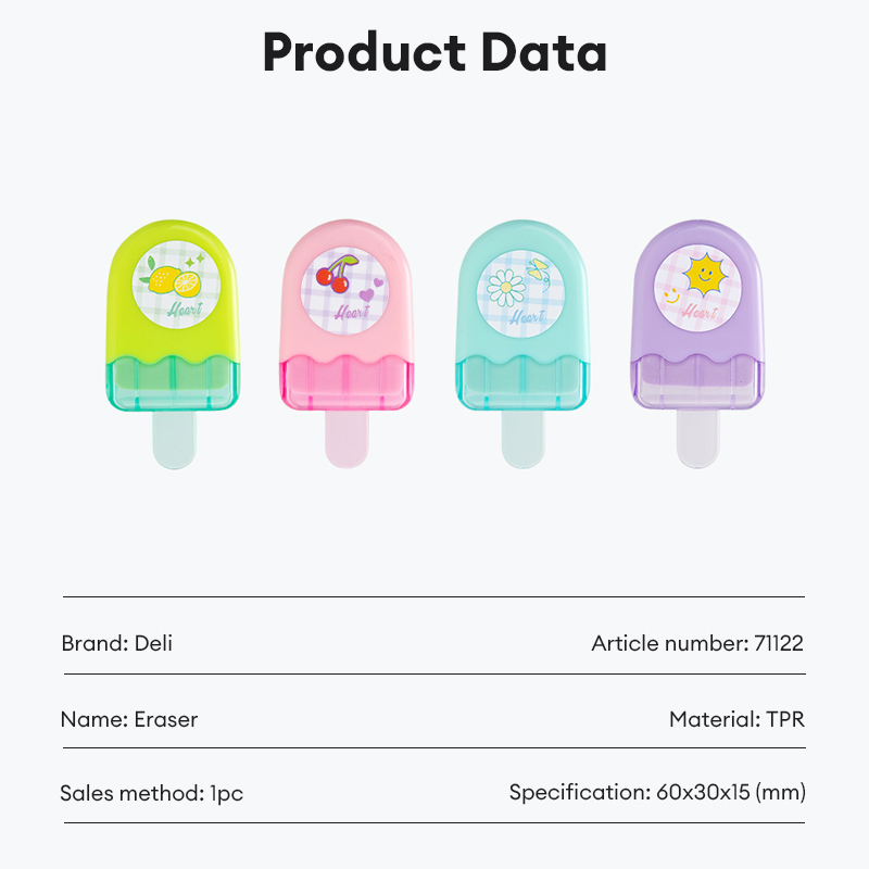 Deli 71122 Eraser For Kids School Supplies (Random color) (1Block ...