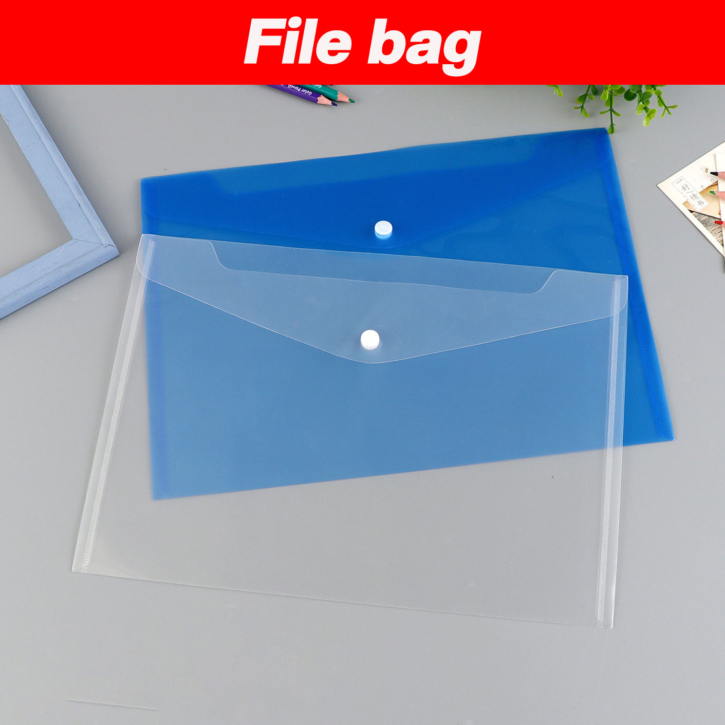 File Bag a4/a5 Transparent Thickened Snap Button Data Archives Office ...