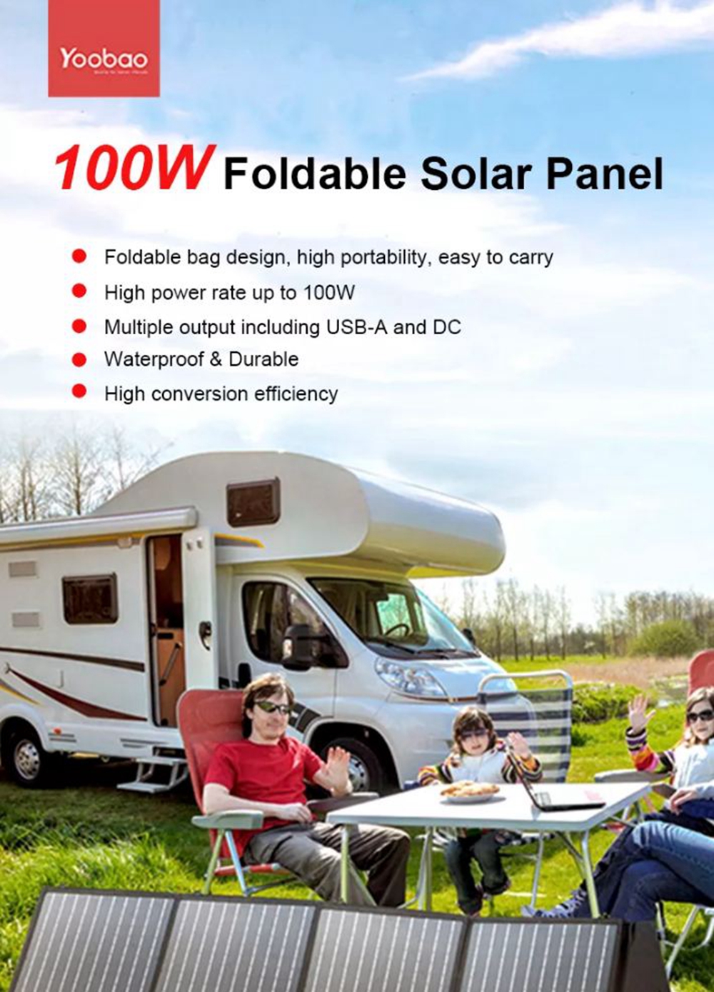 Yoobao 100W Solar Panel 18V IPX4 Water Proof Foldable Bag Design with ...