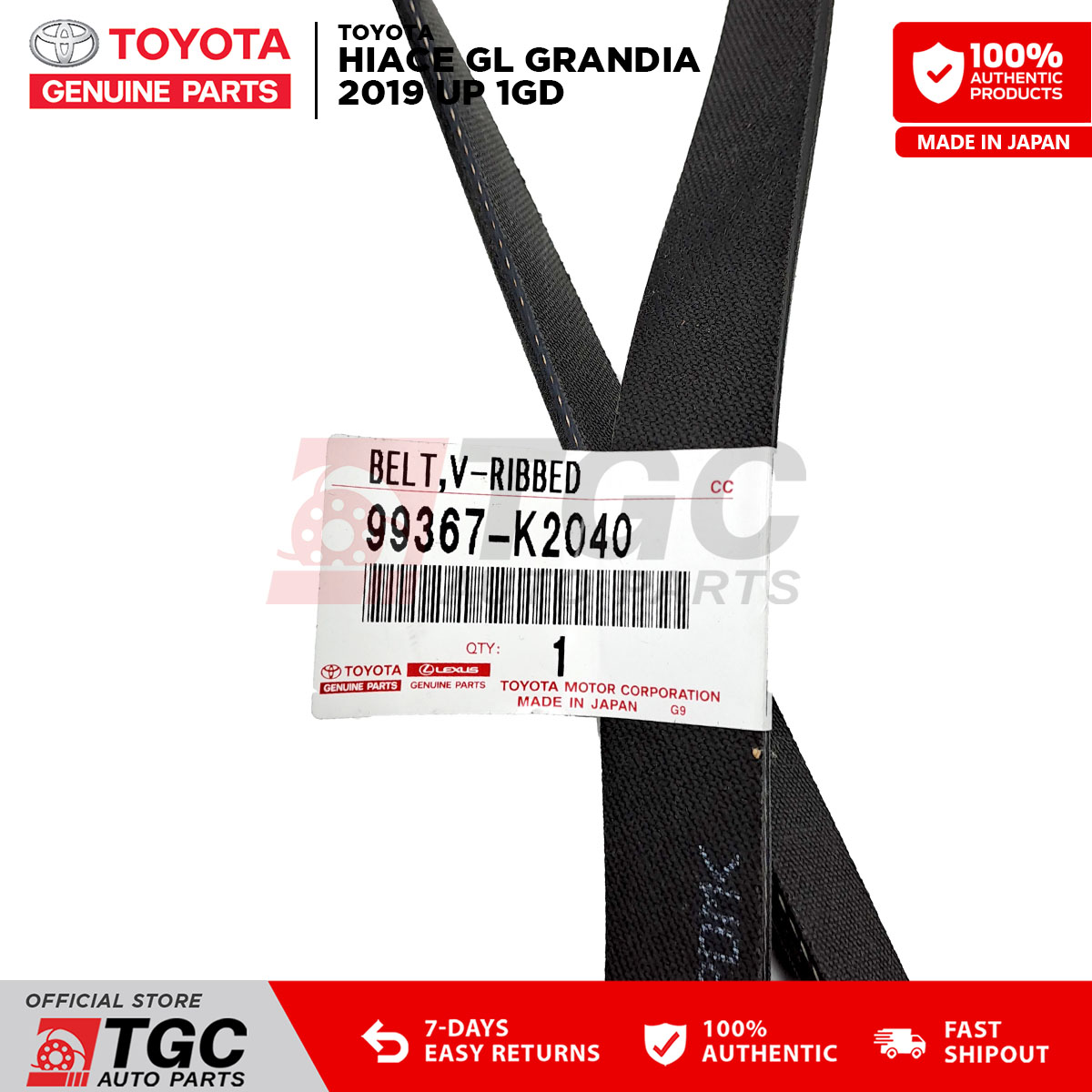 Toyota Genuine Drive Belt V-Ribbed Toyota HIACE GL Grandia 2019 up 1GD ...