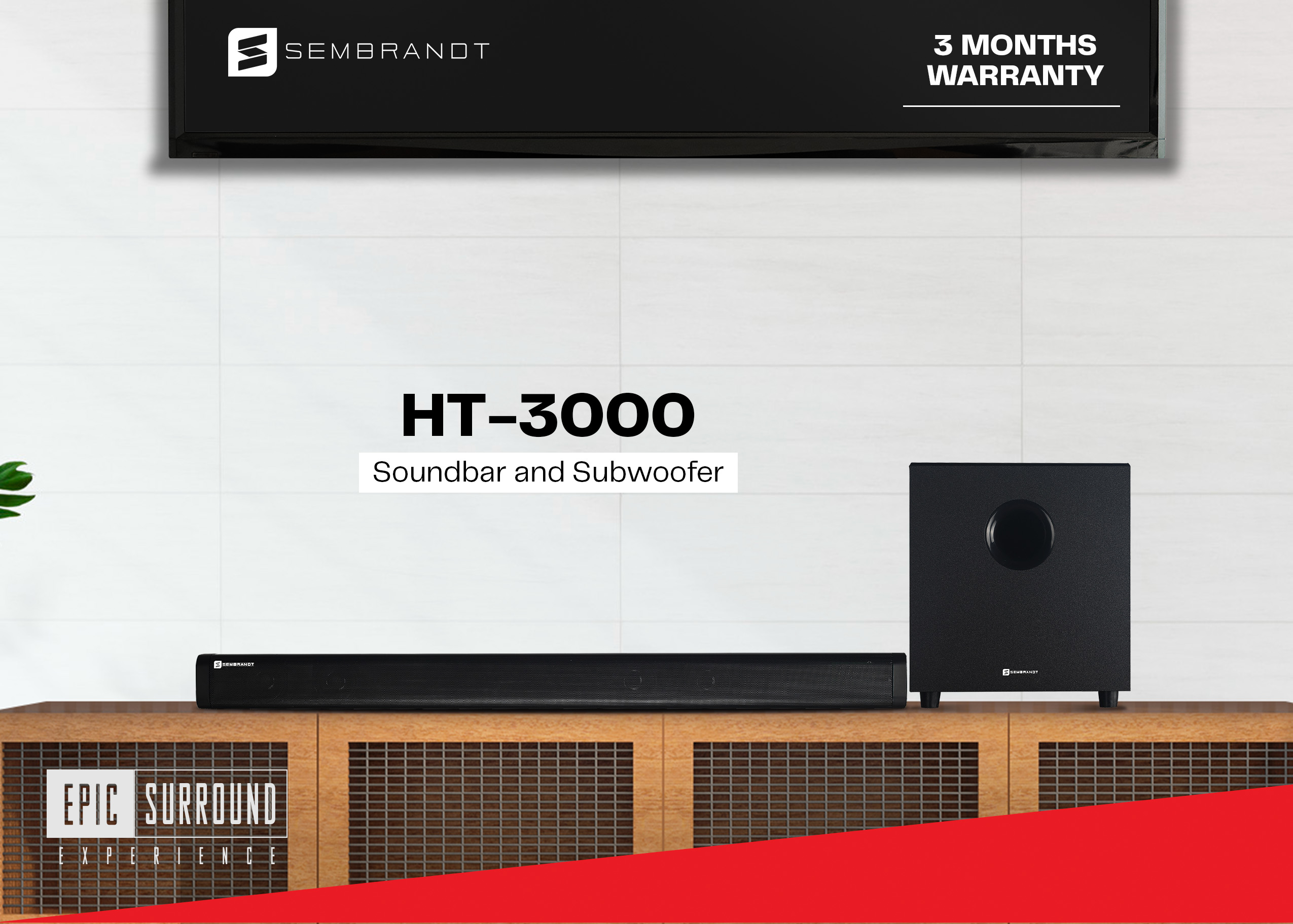 Sembrandt HT-3000 Soundbar with Subwoofer | Shopee Philippines