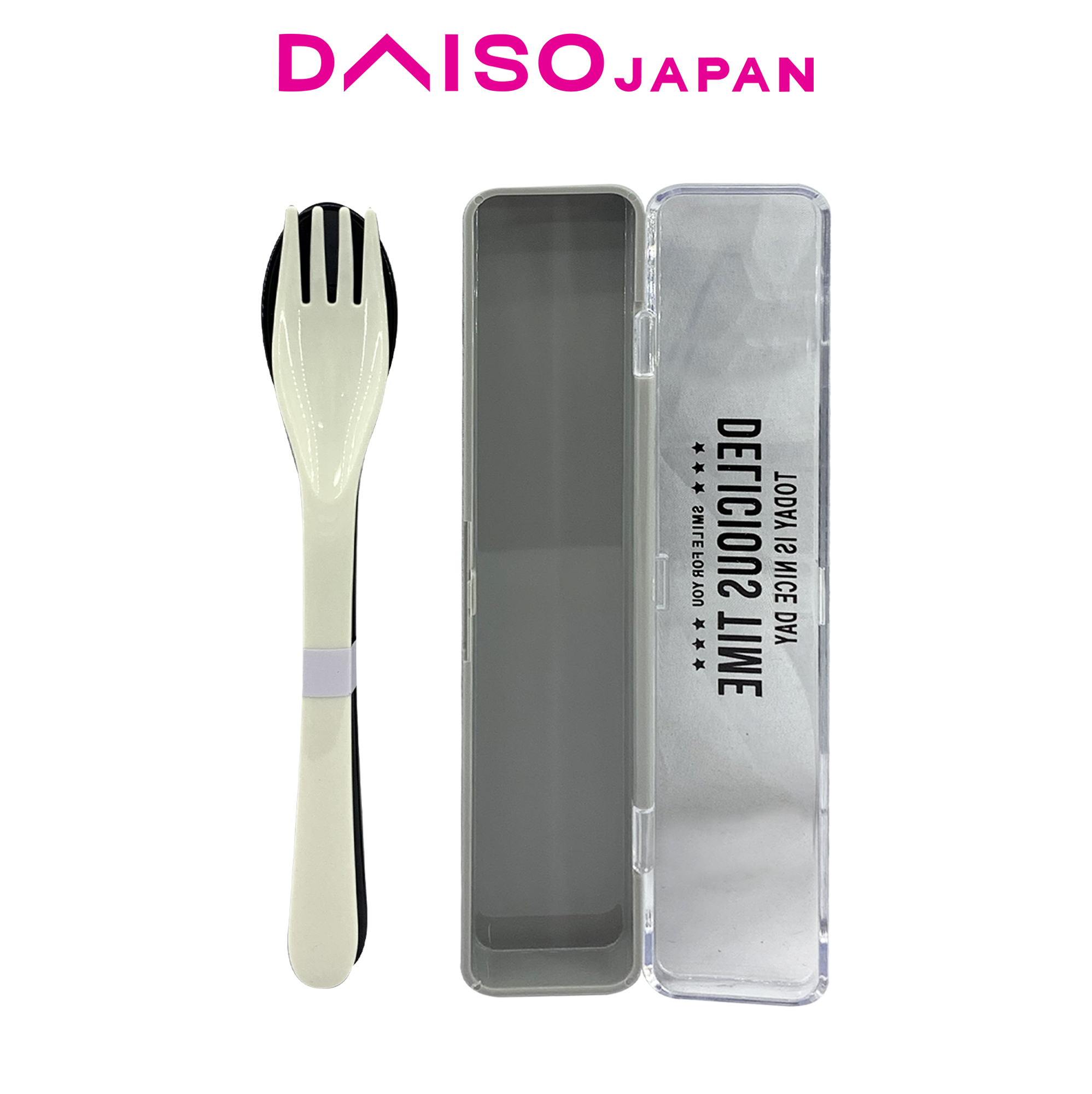 Daiso Spoon and Fork with Case in Monotone | Shopee Philippines