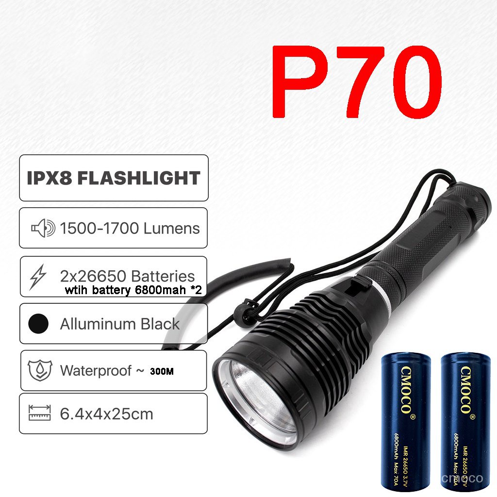 CMOCO Super Bright P70 / SP90 Diving Flashlight 8000LM Waterproof ...