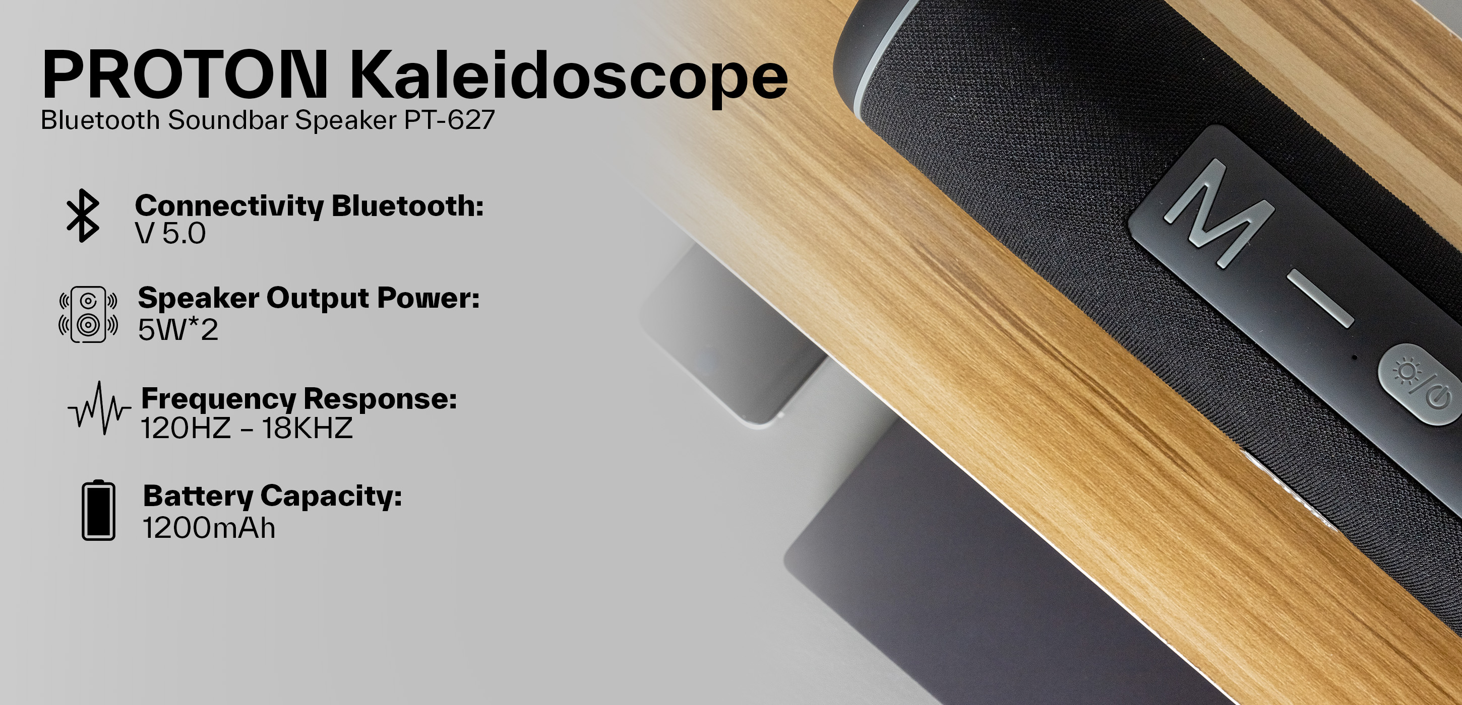 Proton Kaleidoscope Bluetooth Soundbar Speaker PT-627 - Black | Shopee ...