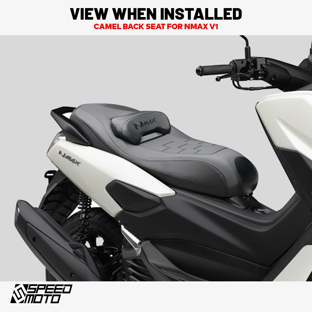 YAMAHA NMAX V1 CAMEL BACK SEAT BLACK LINE CARBON LEATHER BACK SEAT WITH ...
