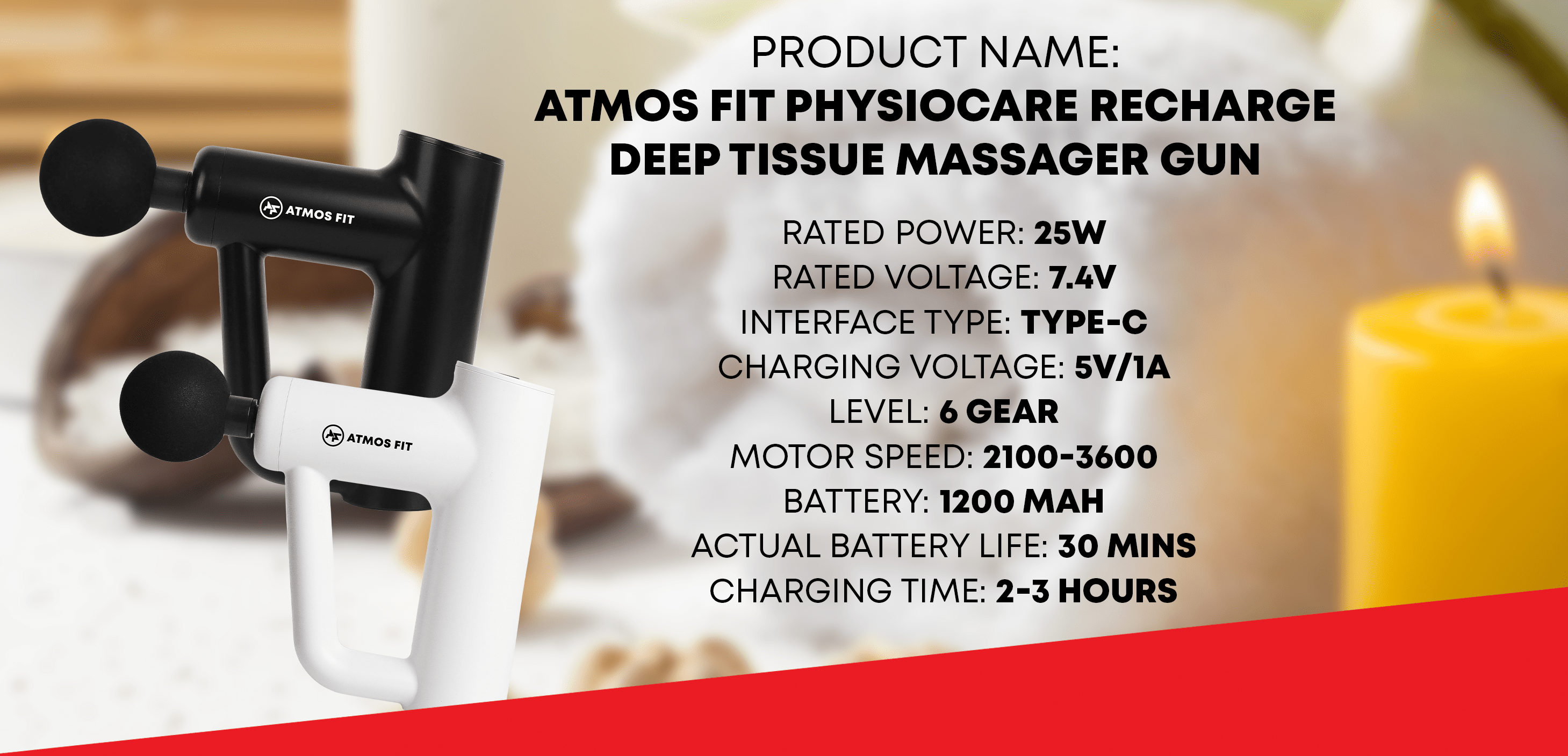 Atmos Fit Physiocare Recharge Deep Tissue Massager Gun | Shopee Philippines