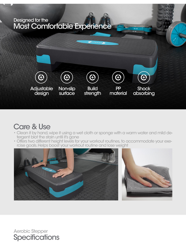 Fitspire 68x28x10cm Adjustable Stepper Cardio Step Board for Aerobics ...
