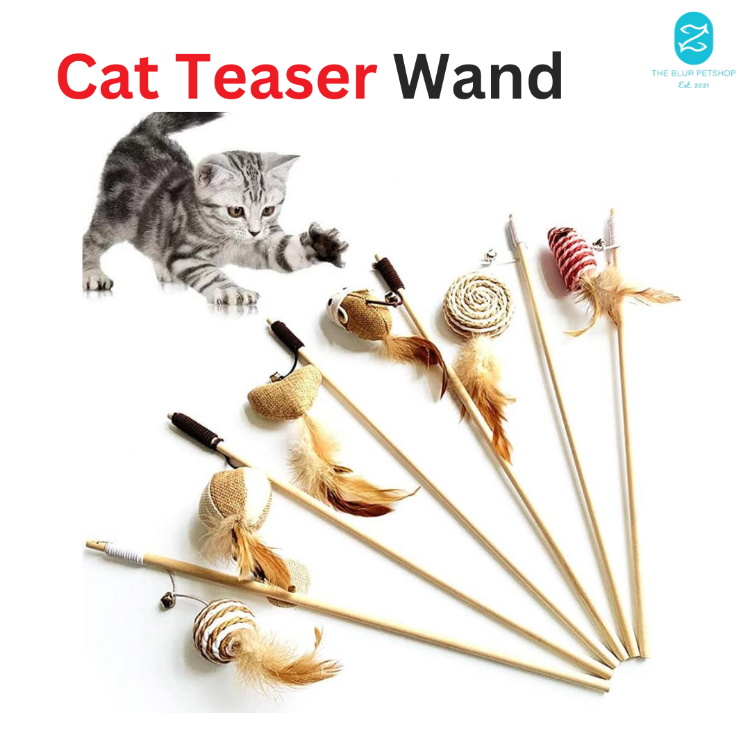 Cat Chaser Toy Pet Interactive Feather Kitten Teaser Wand Stick w/ Bell ...