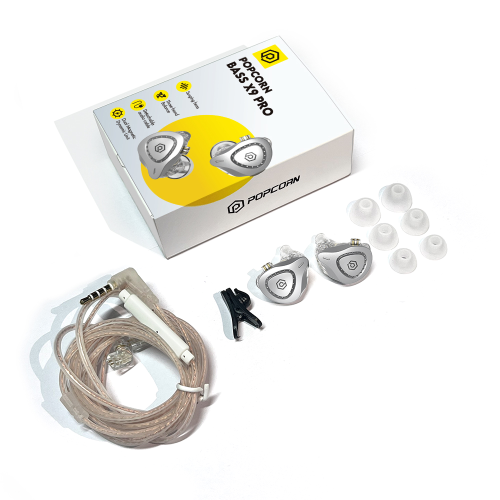 Popcorn Bass X9 Pro Metal In Ear Dynamic Earphone HIFI DJ with Mic ...