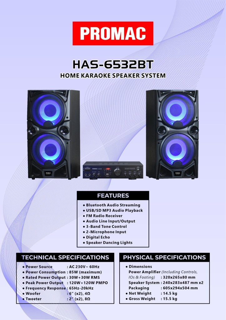 Promac Home Audio System Amplifier and Speaker Combo (HAS-6532BT) | Shopee Philippines