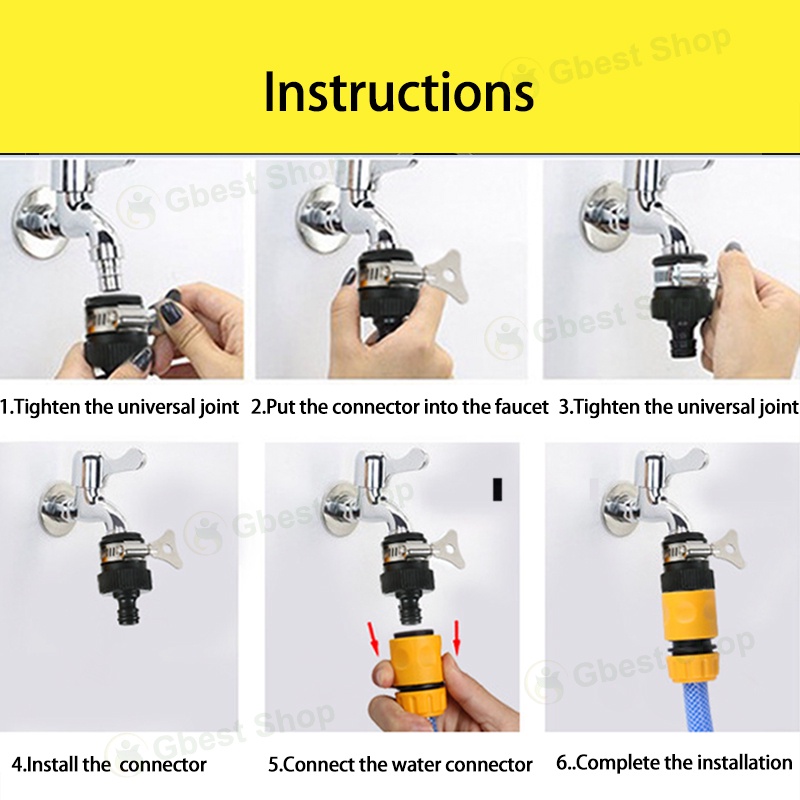 Faucet Connector Garden Connector Hose Pipe Bathroom Kitchen Sink Water ...