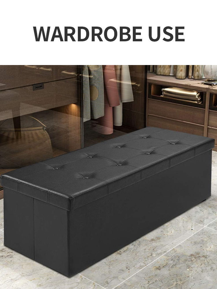 Leather Sofa Storage Box Ottoman Storage Box Storage Chair Foldable ...