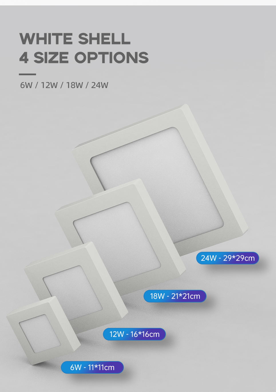 RONG RIVER 24W 18W 12W 6W Square Pin Light LED Ceiling Surface ...