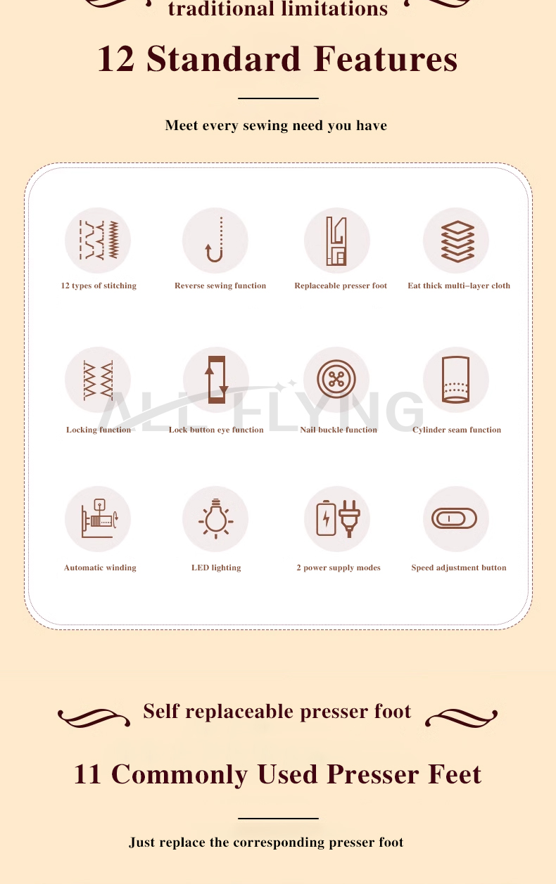 【ALL FLYING】Portable Electric 609 Sewing Machine Household upgradation ...