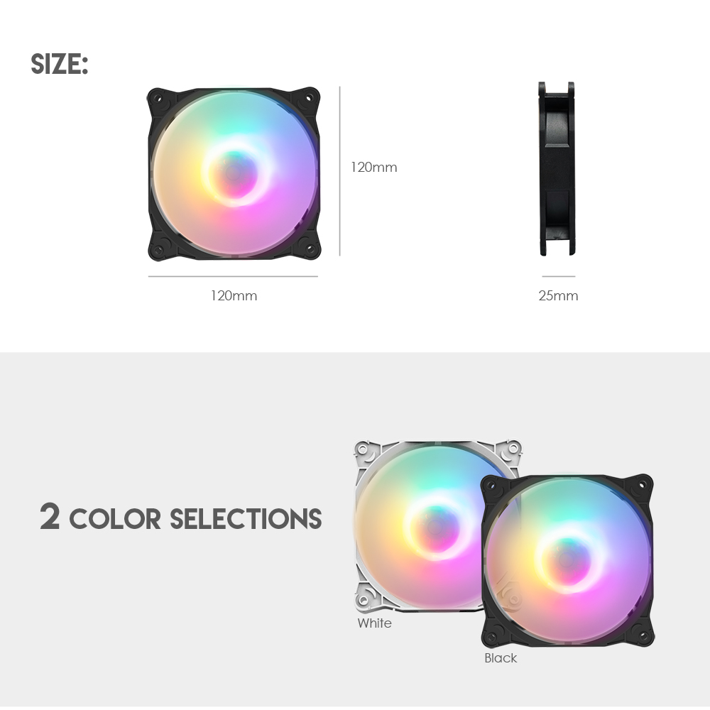 Fantech Core FC-120 CPU Fan Cooler Dual Ring Double Sided LED Fan (RGB ...