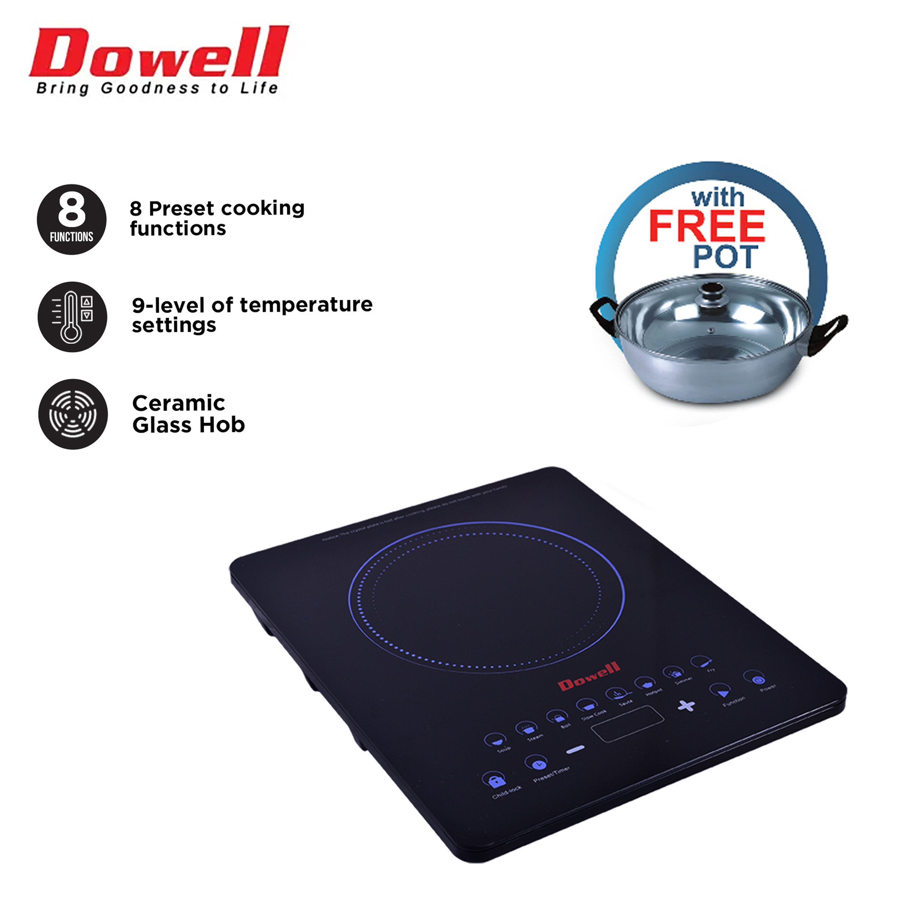 Dowell by Winland Ceramic Glass Hob Electric Induction Stove Induction ...