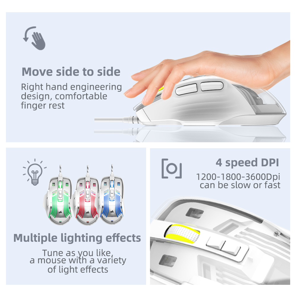 Zeus GD-800 Transparent LED Gaming Mouse Wired Mouse | Shopee Philippines