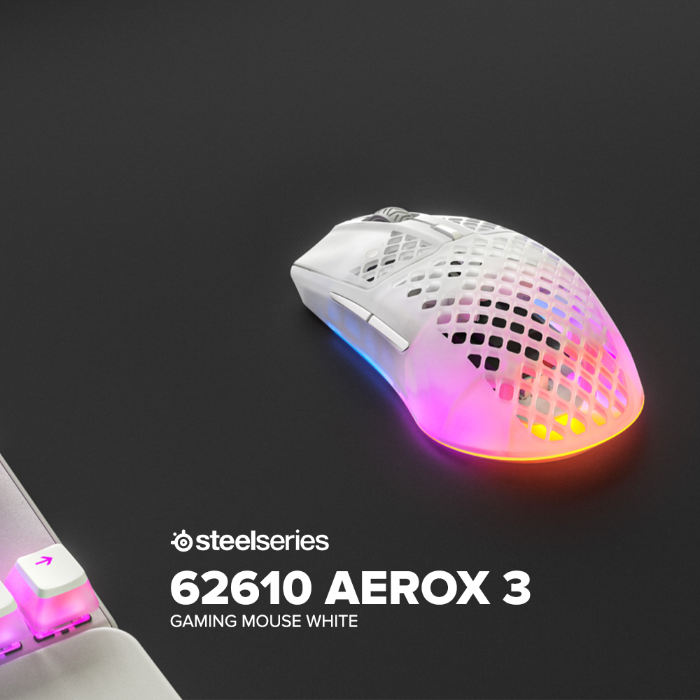 EasyPC| SteelSeries 62610 Aerox 3 wireless gaming mouse| Ghost White| Optical| Ultra Lightweight ...