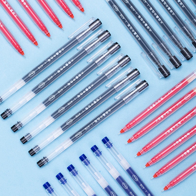 Deli Gel Pen 0.5mm (Black/Blue /Red) Writing Pen Stationery School ...