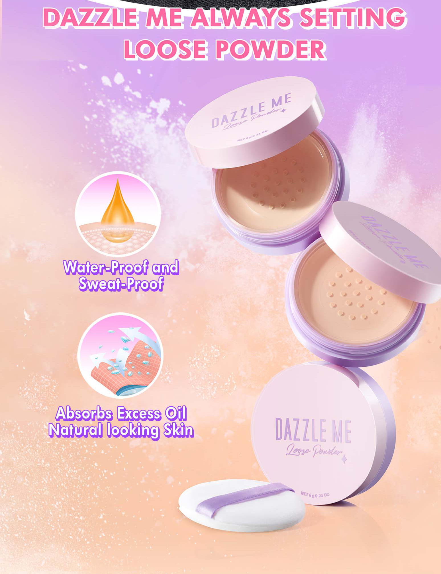 DAZZLE ME Always Setting Loose Powder | Long Lasting Matte Loose Powder ...