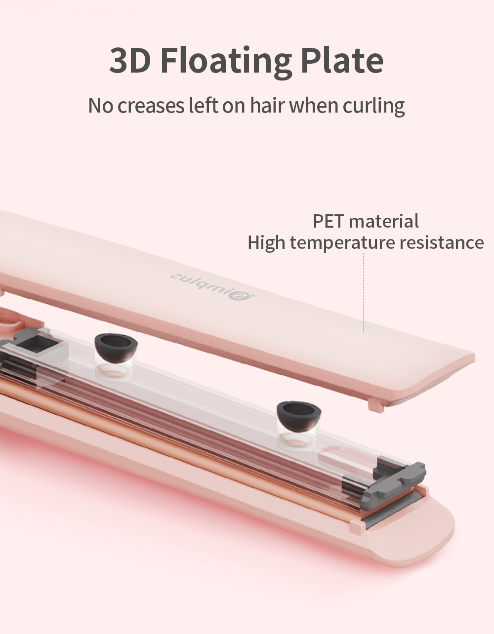 SimplusPink Hair Straightener and Curler LCD Smart Screen 9 Adjustable ...