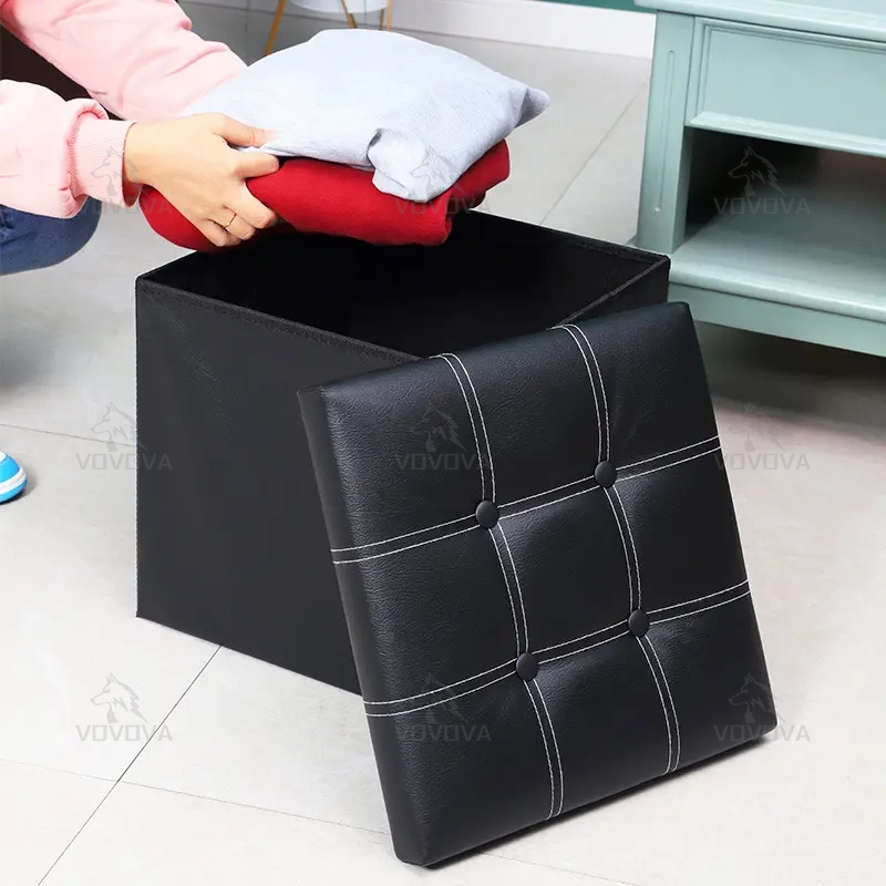 Ottoman Storage Stool Waterproof Leather Sofa Storage Box Large Sofa ...