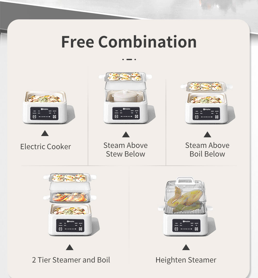 INSSA x Simplus Electric Food Steamer Multi Cooker Siomai Smart Timer ...