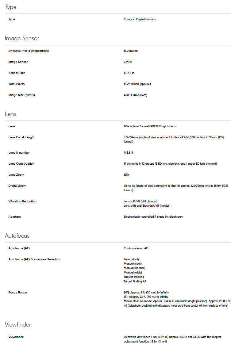 Nikon COOLPIX P1000 Digital Bridge Camera w/ 4K 30 FPS Video, 16 MP ...