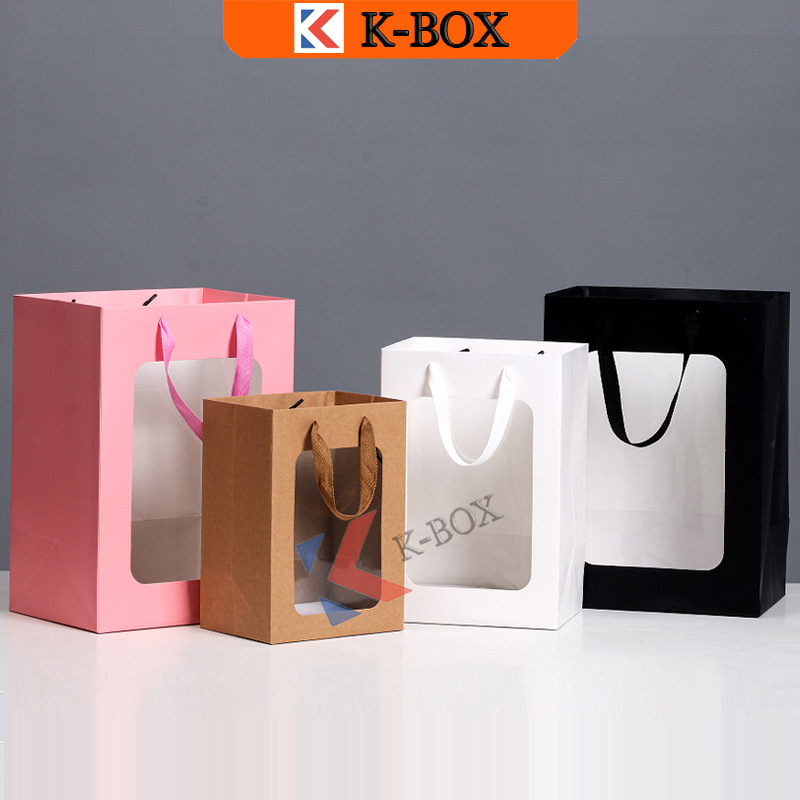 Paper Bag Window Clear Window Gift Bags for Stuff Toys Flower Bag Gift ...