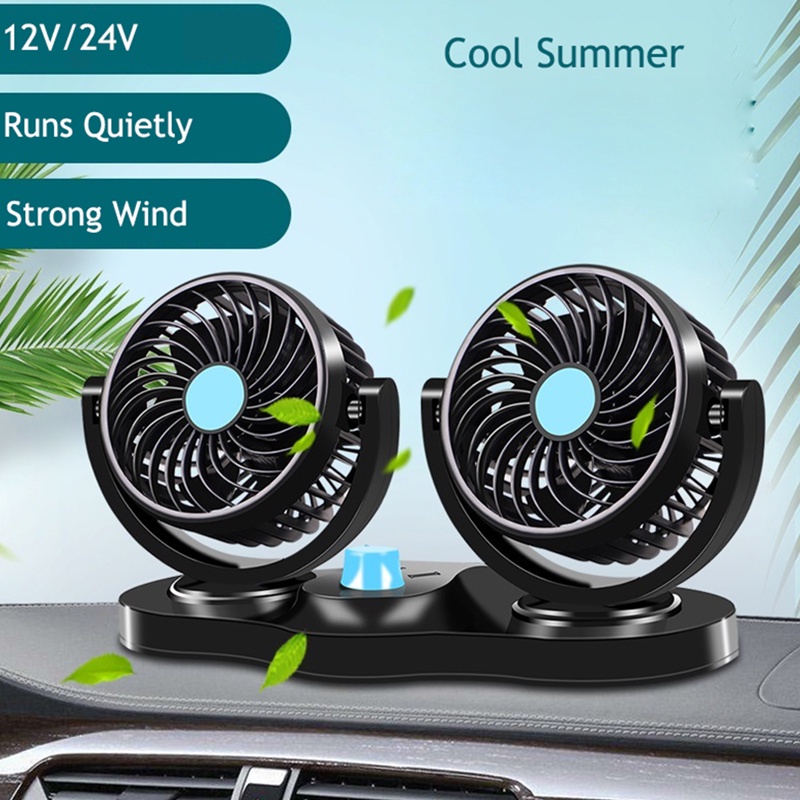 Car electric fan 12v 24V car double head mini fan outlet D-105 | Shopee ...