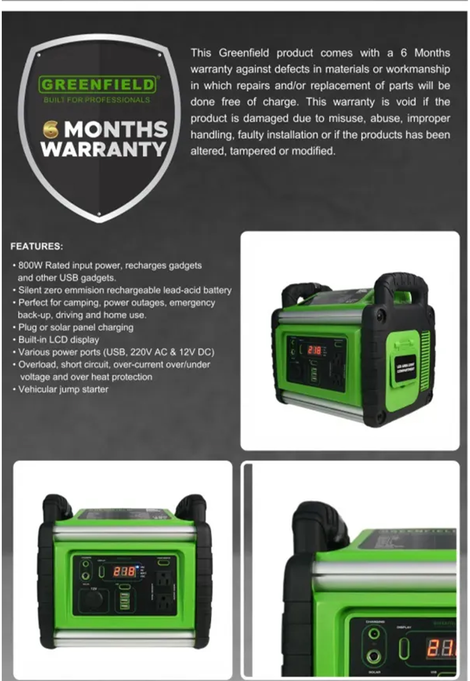 Greenfield 800W Lead-acid Power Station | Shopee Philippines
