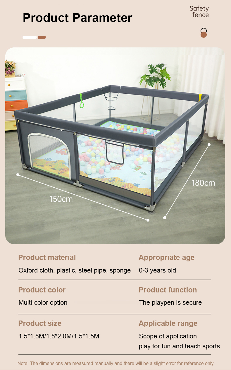 Baby Playpen Big Foldable Playground Safety Fence Indoor Breathable ...