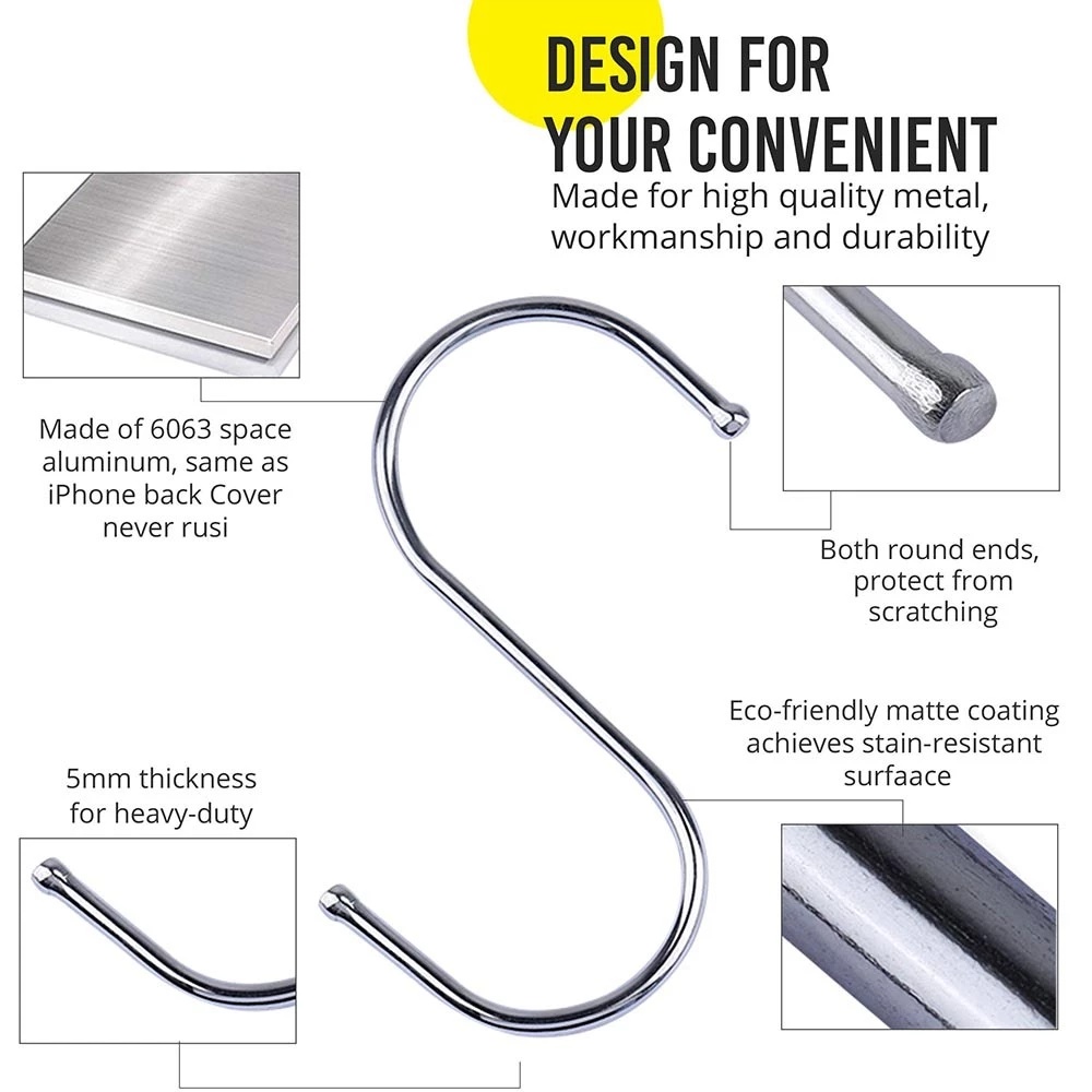 Creativehome Stainless Steel Metal S-Shaped Hooks Multi-Purpose 3 Sizes ...