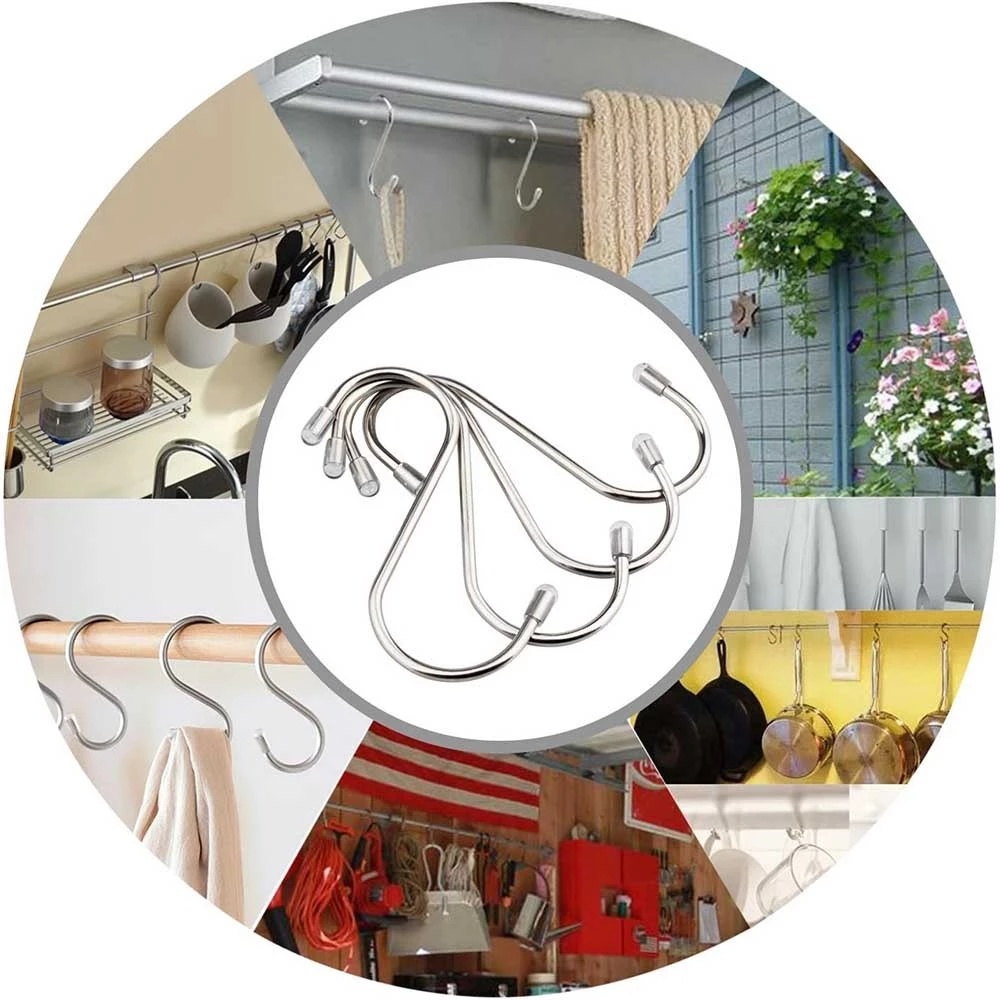 Creativehome Stainless Steel Metal S-Shaped Hooks Multi-Purpose 3 Sizes Clothing Hanging Hooks ...