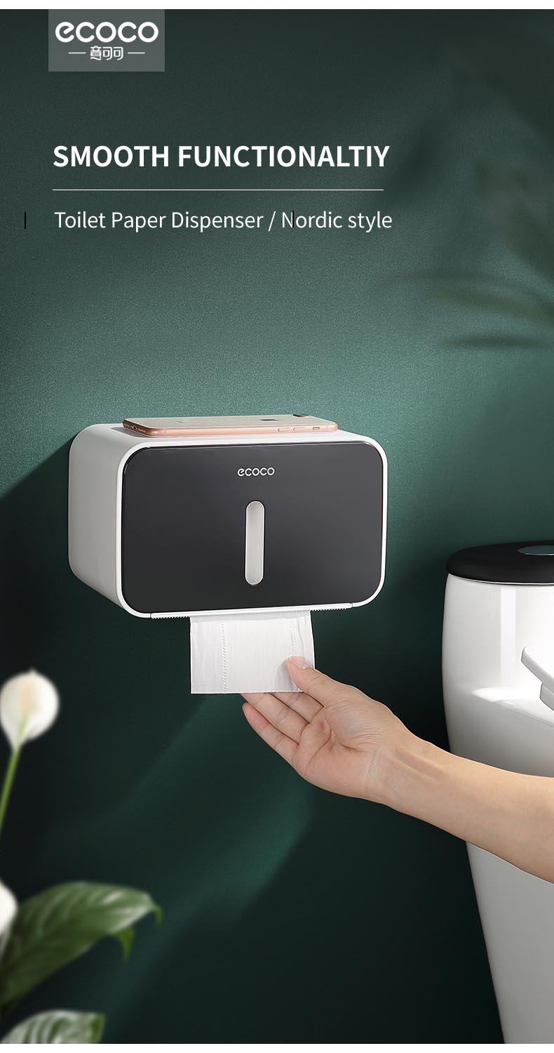 Ecoco Tissue Holder Bathroom Wall Mounted Tissue Box Waterproof for Tissues or Toilet Rolls ...