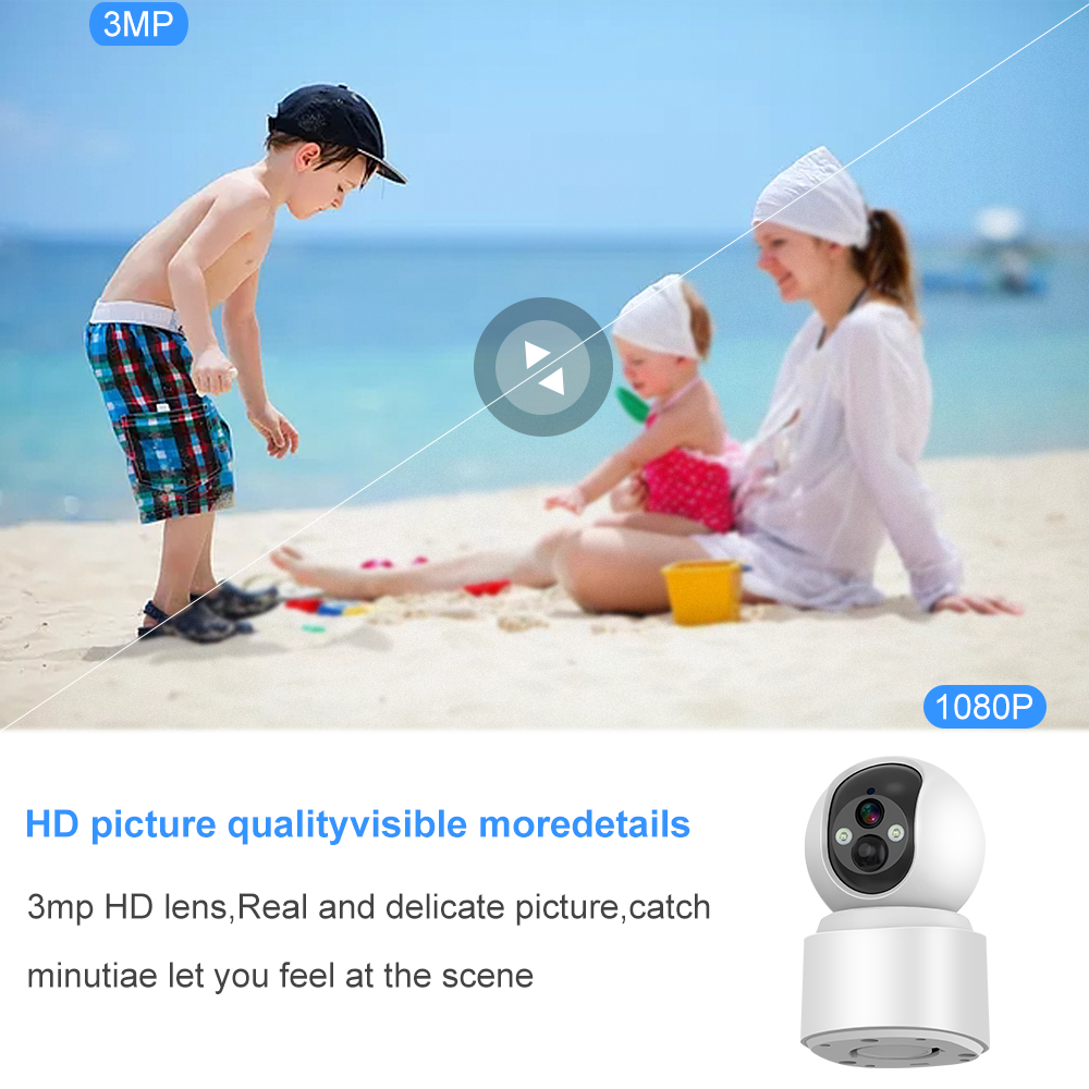 V380 VQ001 3MP Wi-Fi Security Camera with Built-in Battery Powered ...