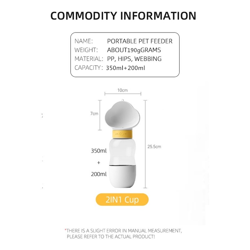 Pet Water Bottle Portable Pet Accompanying Cup Dog Travel Water Bottle Drinking Food Bowl 2 in 1 ...